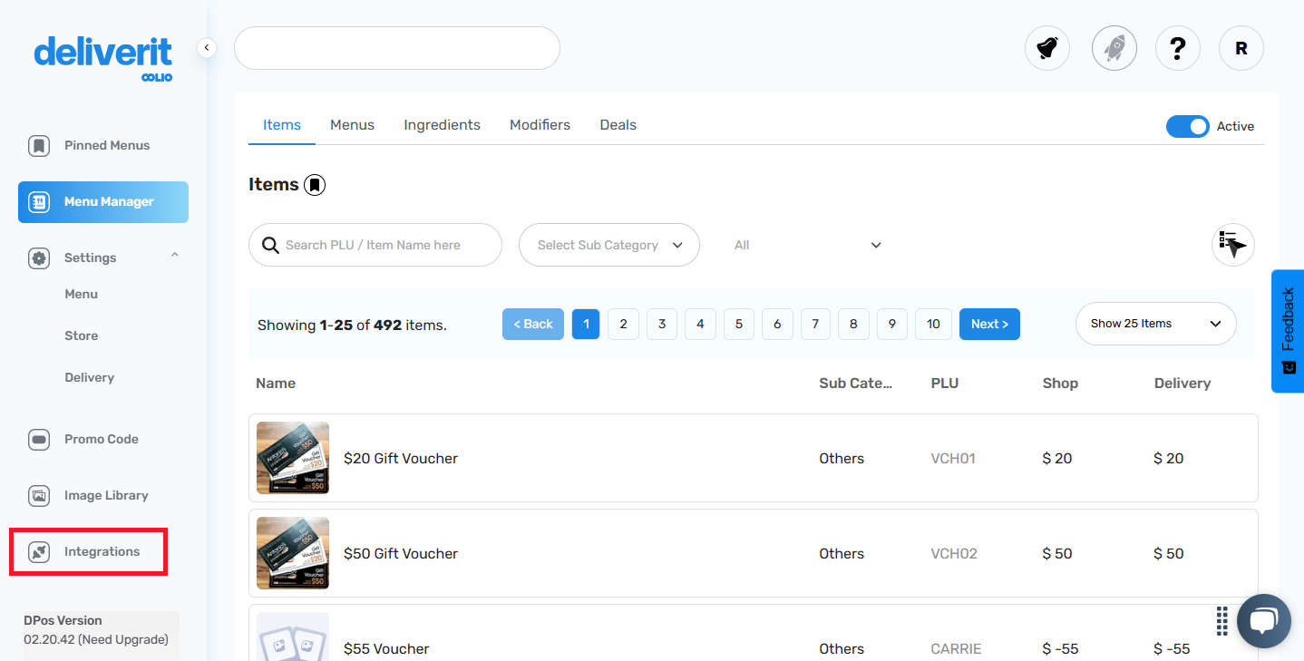 How to Sync Integrated Menus in Deliverit Studio
